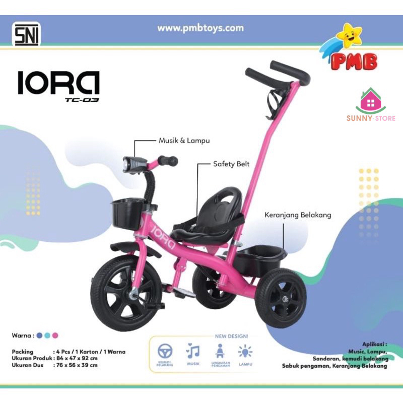 Jual Preloved Sepeda Roda Tiga IORA Tricycle TC-03 PMB Aviator Dorongan ...
