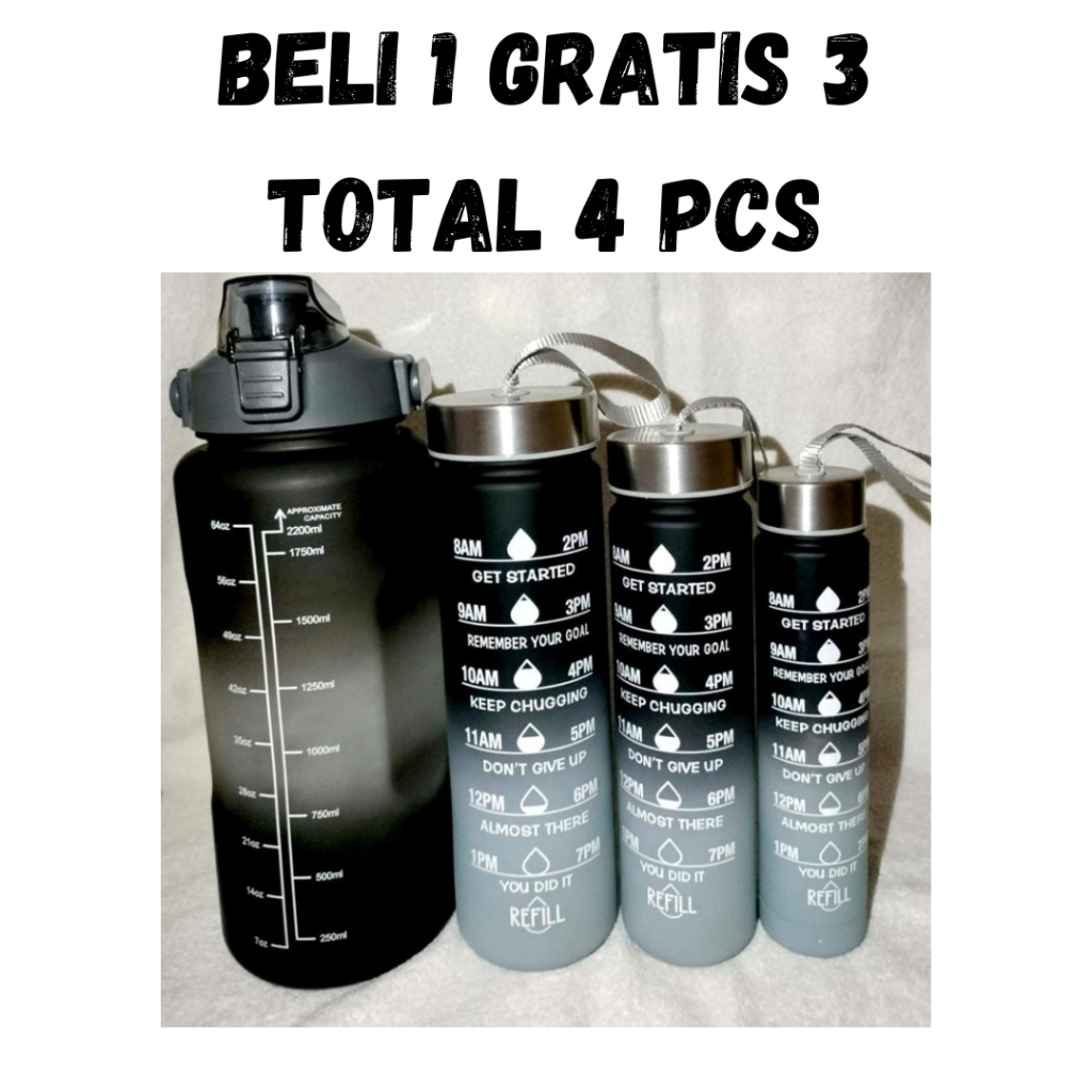 Jual Botol Minum 2 Liter + 820ml + 520ml + 280ml Botol Minum Viral 1 ...