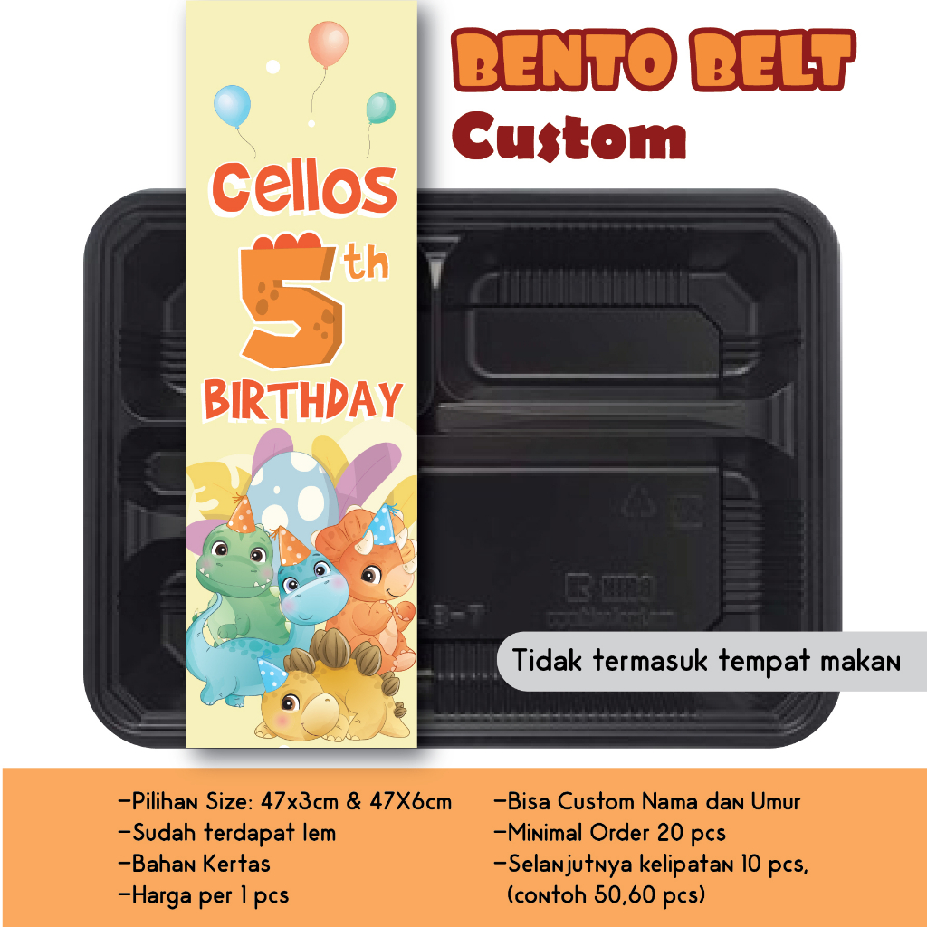 Jual BENTO BELT CUSTOM BABY DINO CUTE DINOSAURUS PAPER BELT KERTAS TEMPELAN HIASAN NASI KOTAK ...