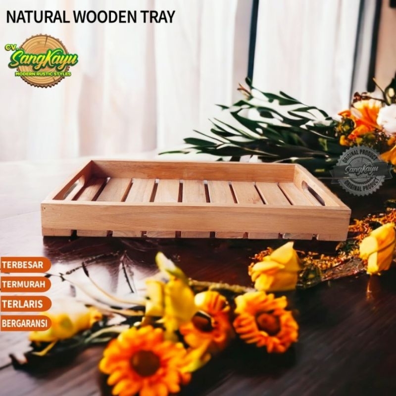 Jual TERMURAH Nampan kayu 30x24cm Wooden Tray kotak serbaguna baki kayu ...