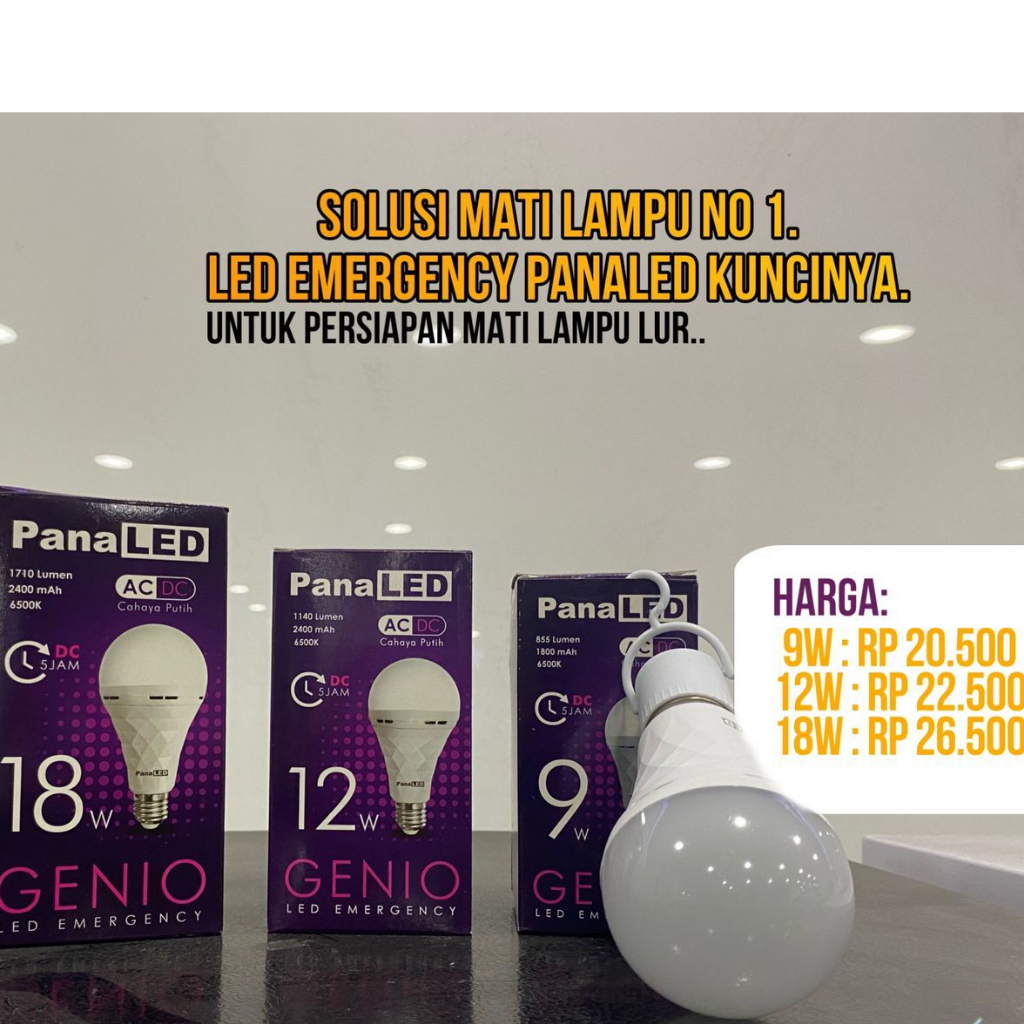 Jual Lampu Emergency LED Panaled Genio 9Watt, 12Watt, 18Watt Lampu ...