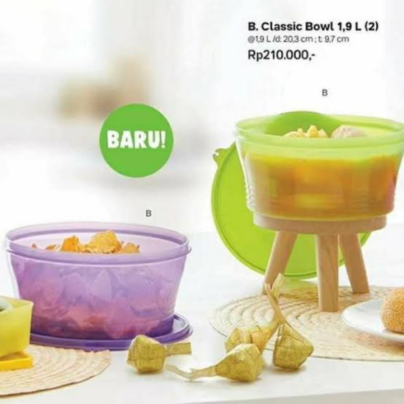 Jual Tupperware Classic Bowl Tempat Penyimpanan Makanan (2pcs) | Shopee ...