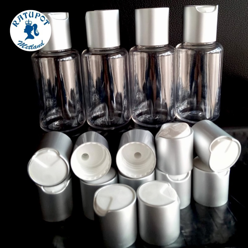 Jual botol 60 ml pet plastik tubular bening prestop silver matte ...