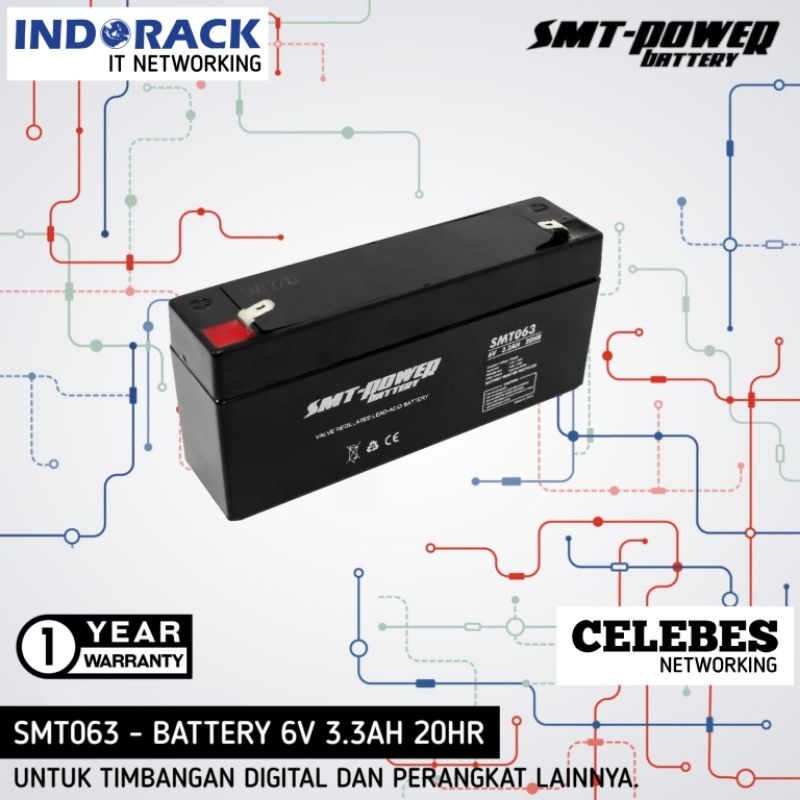 Jual SMT063 Battery 6V 3.3AH / Baterai 3,3AH 20HR Aki Kering | Shopee ...