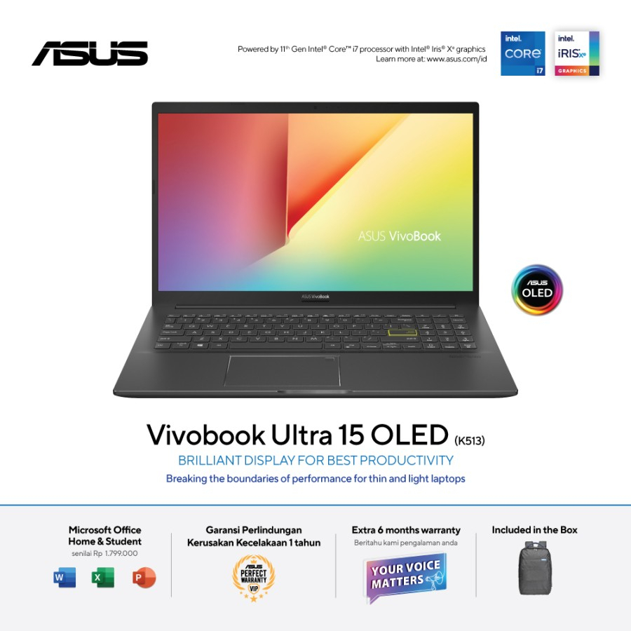 Jual ASUS VivoBook Ultra 15 OLED K513EA i7-1165G7 8G 512G 15.6"OLED W11 OHS | Shopee Indonesia