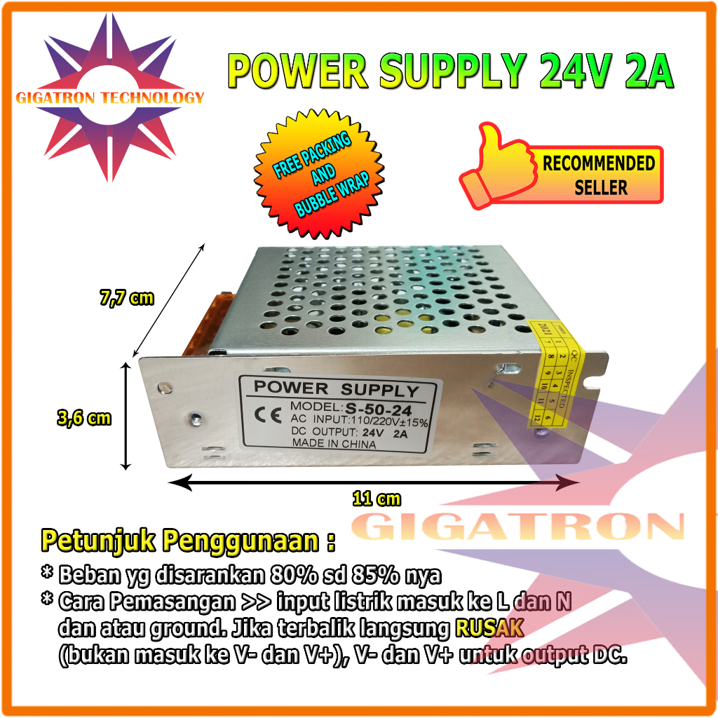 Jual Power Supply 24V 2A Body Jaring / Trafo Switching Power Supply PSU 24V 2A High Quality ...