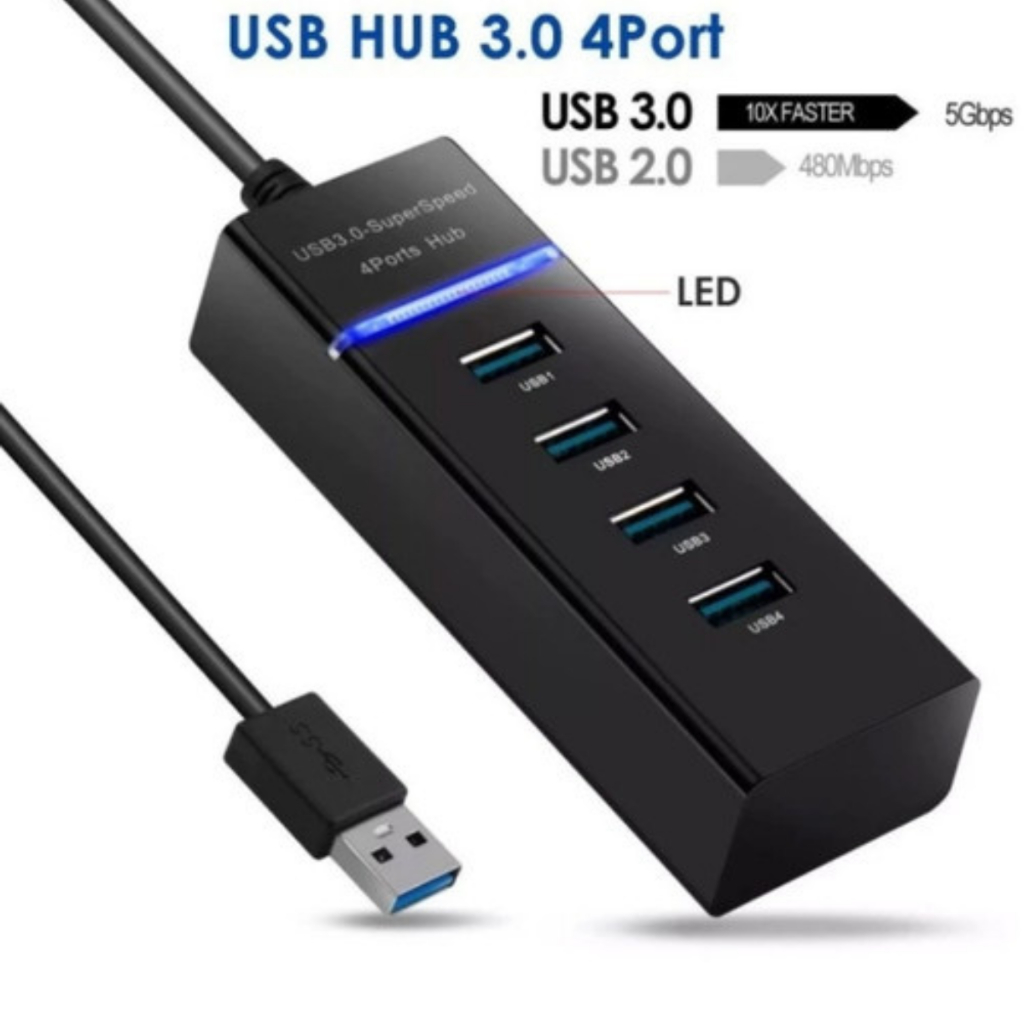 Jual USB Hub 4 Ports USB 3.0 HUB High Speed Saklar Power USB Adapter ...