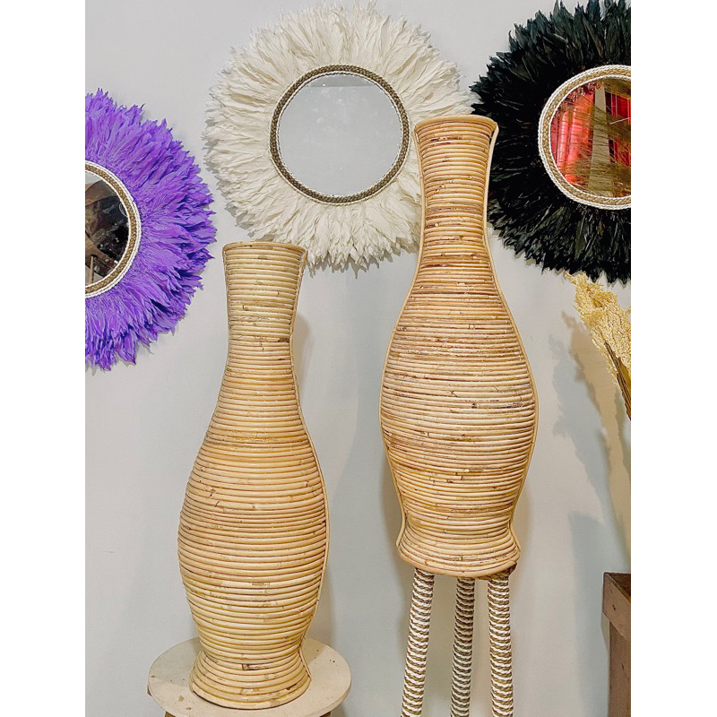 Jual Guci Rotan / Vas Bunga Rotan Sudah di Vernis Ukuran Besar 60 70 cm ...