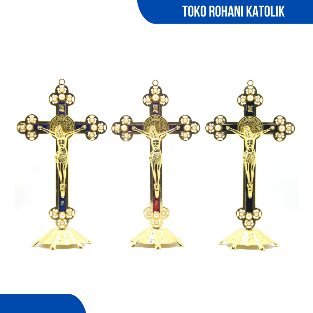 Jual SALIB DUDUK KATOLIK 20 CM (LOGAM) / SALIB MEJA / SALIB ALTAR ...