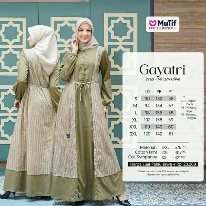 Jual GAMIS KATUN WANITA GAYATRI MILITARY OLIVE ORIGINAL MUTIF FASHION ...