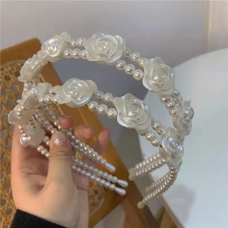 Jual COD Bando Mutiara Viral Mawar Double Cantik Korean Style | Shopee ...