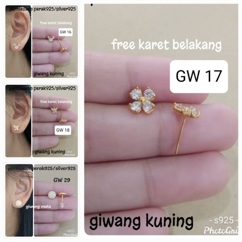 Jual GIWANG MATA BULAT PERAK ASLI 925 LAPIS KUNING GW 29, GW 17, GW 16 ...