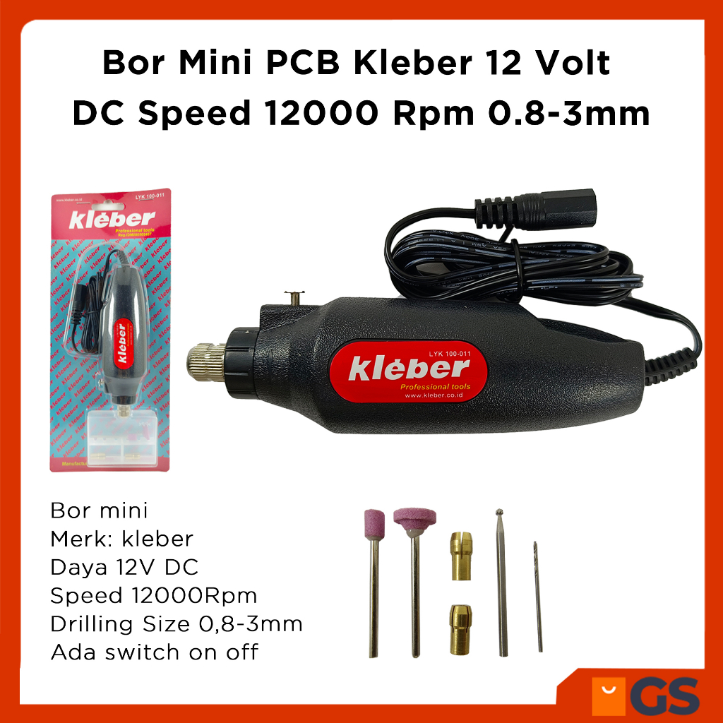 Jual Bor Mini PCB Kleber 12 Volt DC Speed 12000 Rpm 0.8-3mm | Shopee ...