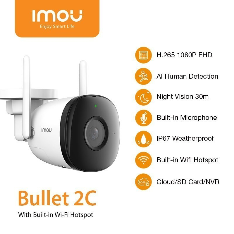 Jual Imou Bullet 2C IPC-F22P Smart IP Cam CCTV 1080P Outdoor | Shopee ...
