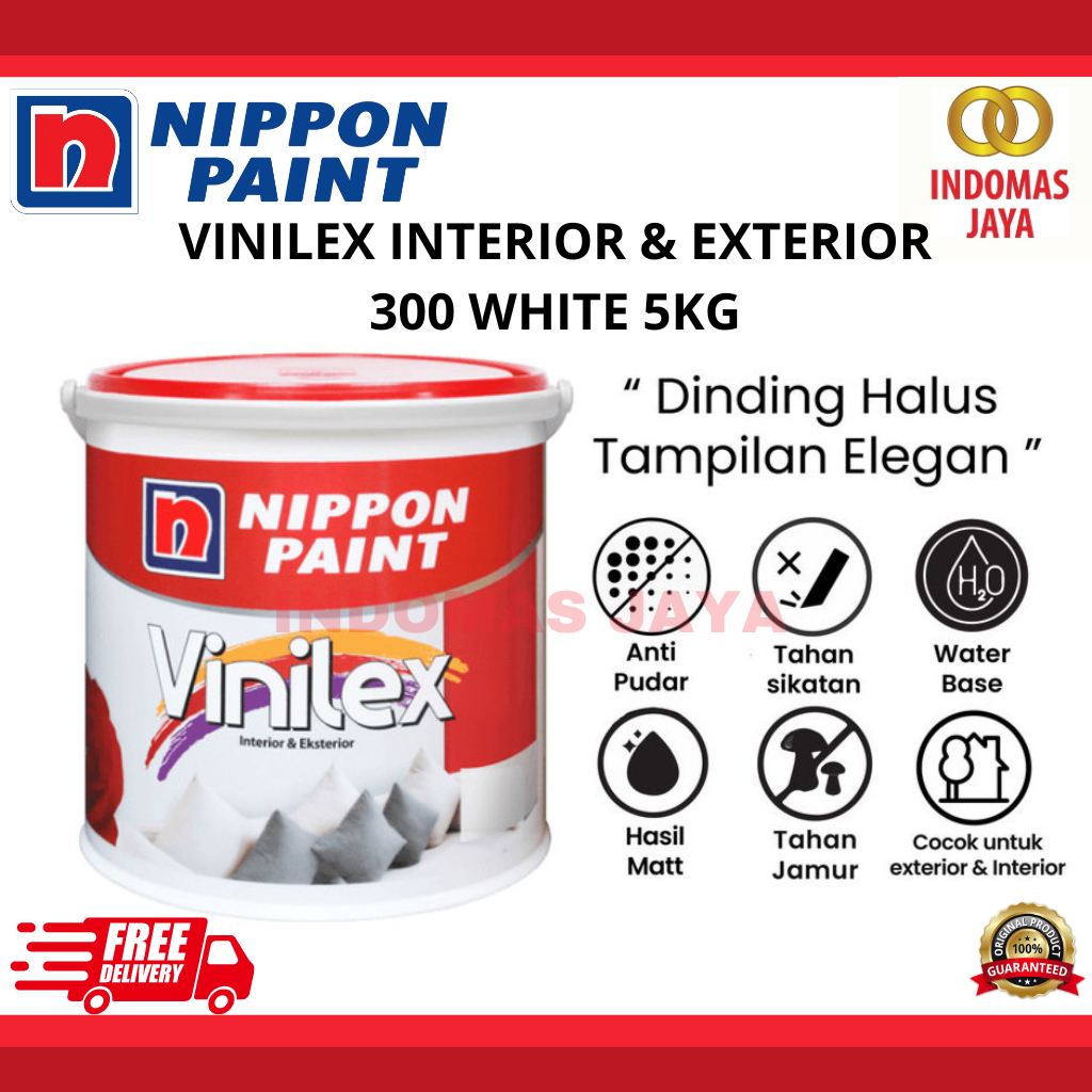 Jual Cat Tembok Vinilex / Cat Ekterior dan Cat Interior 5 KG White 300 Cat Tembok Interior ...