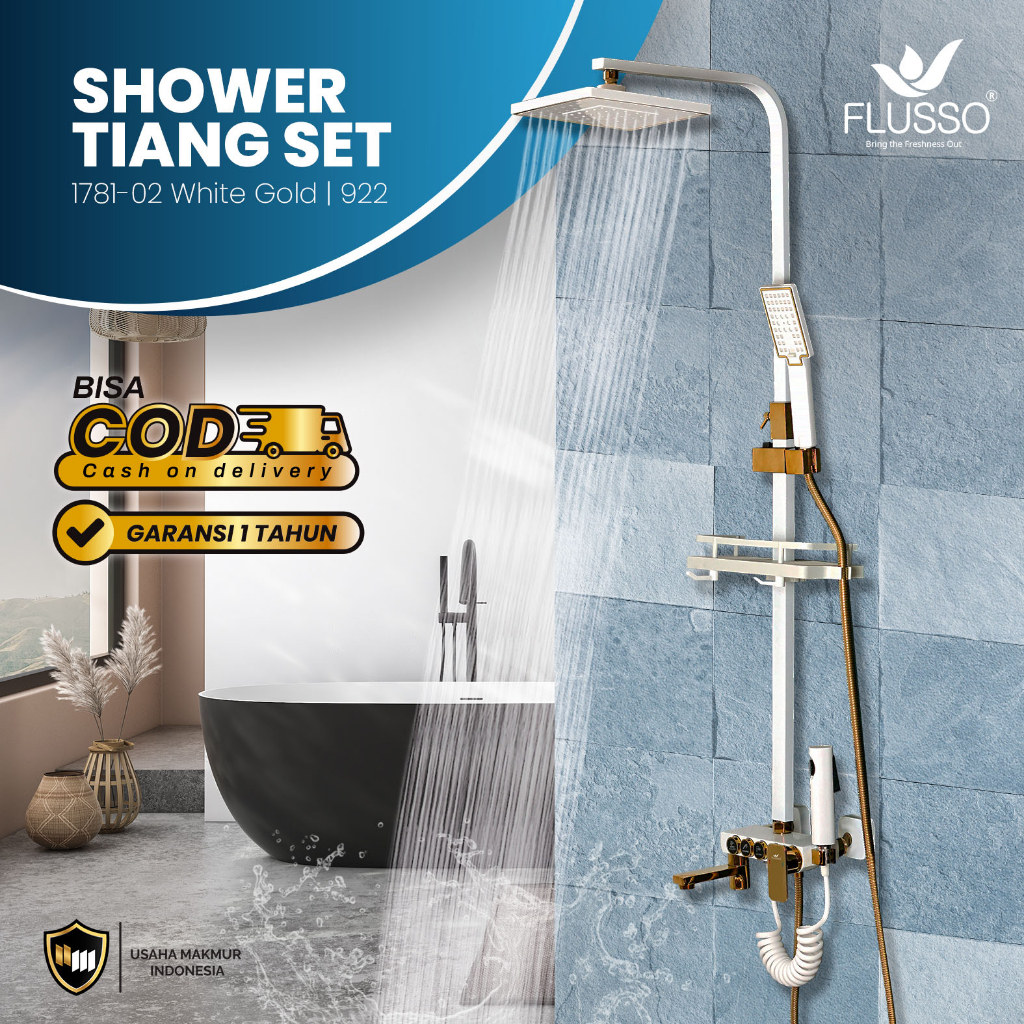 Jual FLUSSO SHOWER TIANG KOMPLIT | Shower Tiang Set Kran Panas Dingin ...
