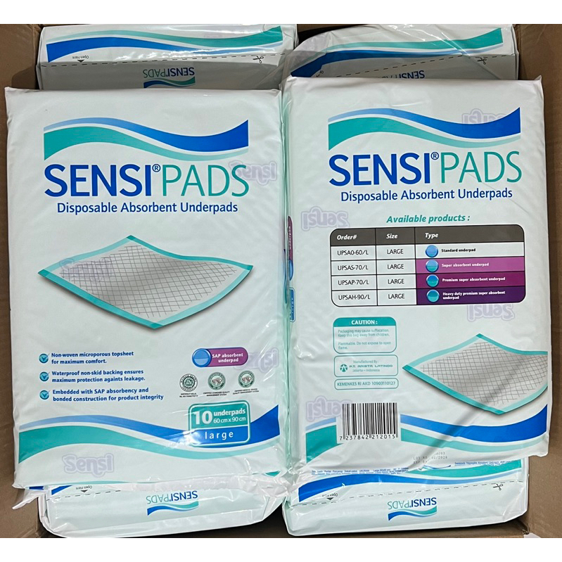 Jual SENSI PADS Underpad Alas Popok Perlak L 60x90 isi 10 pcs Underpads ...