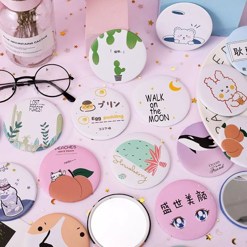 Jual Cermin Bulat Mini Karakter Kaca Cermin Make Up Bulat Mini ...