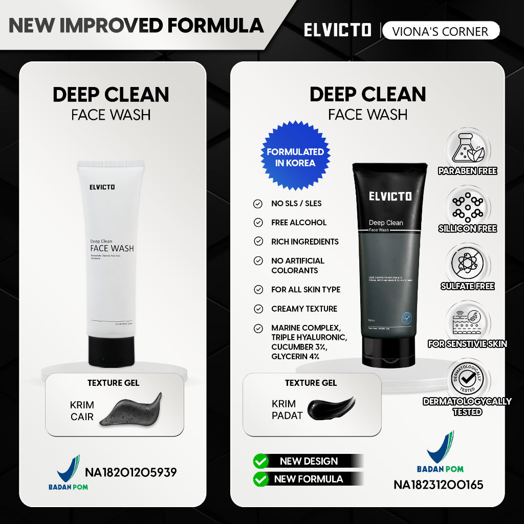 Jual ELVICTO FACIAL WASH Bright Up / Deep Clean / Acne 100 ml | Shopee Indonesia