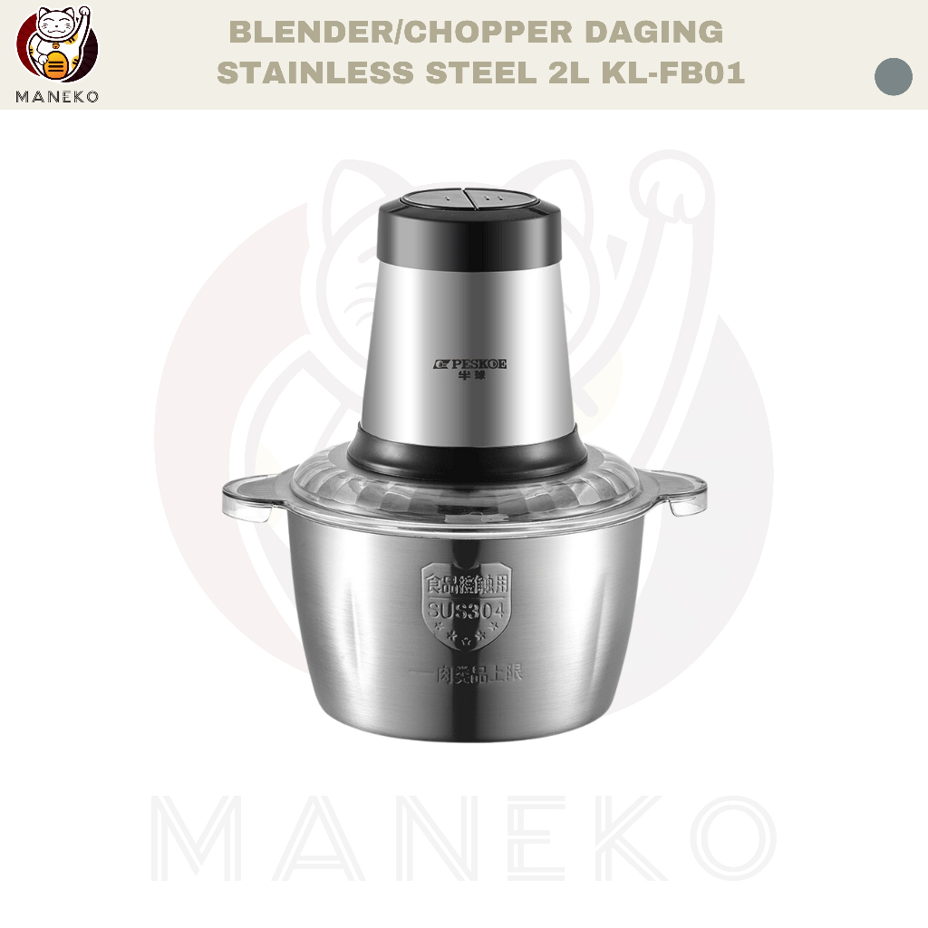 Jual [COD] MANEKO Blender Daging Chopper Stainless 2L Penggiling Daging Multifungsi Meat Grinder ...