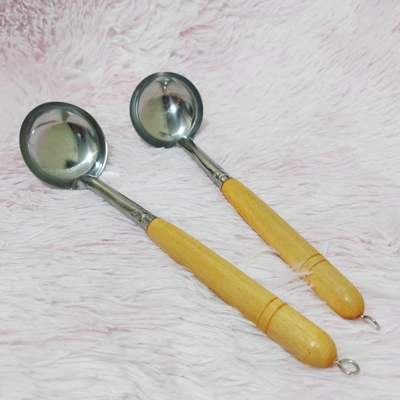 Jual Centong sayur stainless kecil gagang kayu/irus/sendok sayur ...
