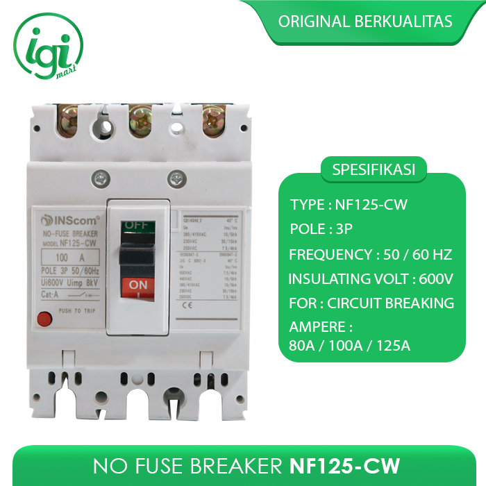 Jual NFB NO FUSE BREAKER NF-125CW 80A - 125A / MCCB NF 125CW 80A-125A | Shopee Indonesia