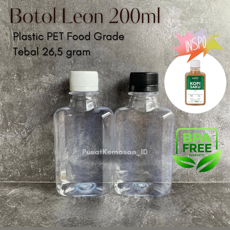 Jual BOTOL LEON 200ML KOPI SUSU AREN JUS JAMU PLASTIK TEBAL FOODGRADE ...