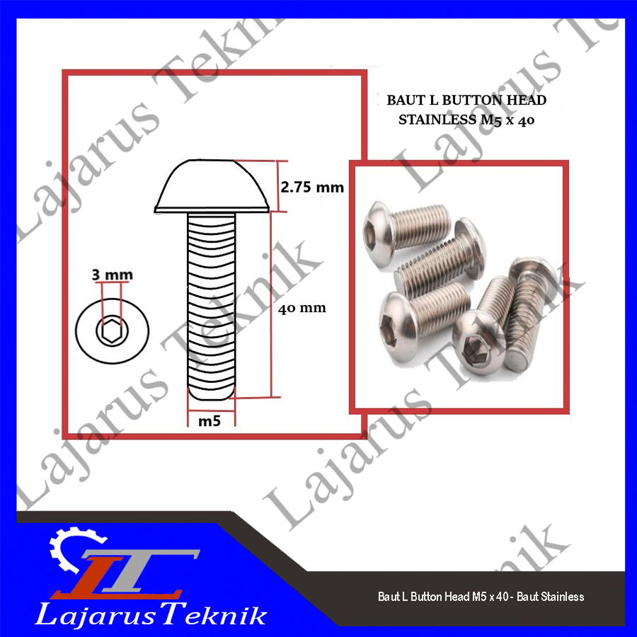 Jual Baut L Button Head M5 x 40 - Baut Stainless | Shopee Indonesia