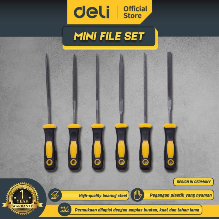 Jual Deli Mini File / Set Alat Kikir Besi 6 Pcs 3 x 140mm High-quality ...