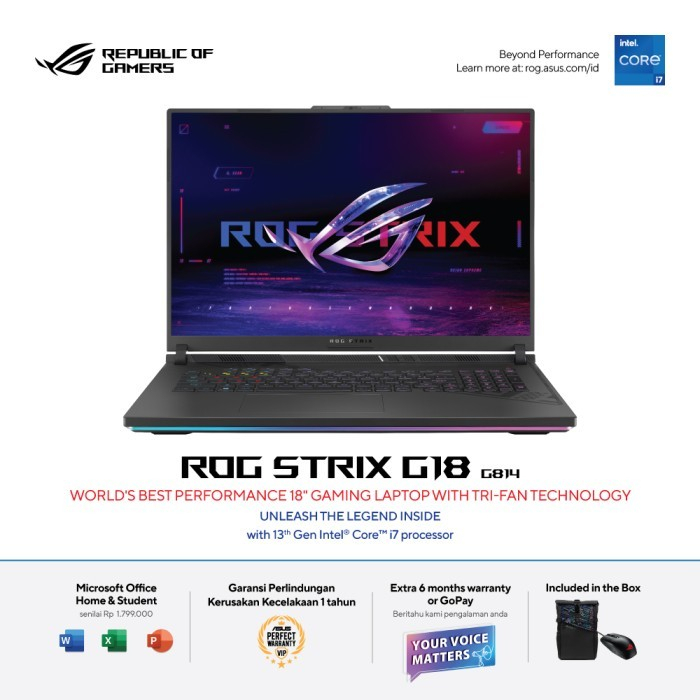 Jual ASUS ROG Strix G18 G814JU-I745J6G-O - Eclipse Gray [Intel® Core ...