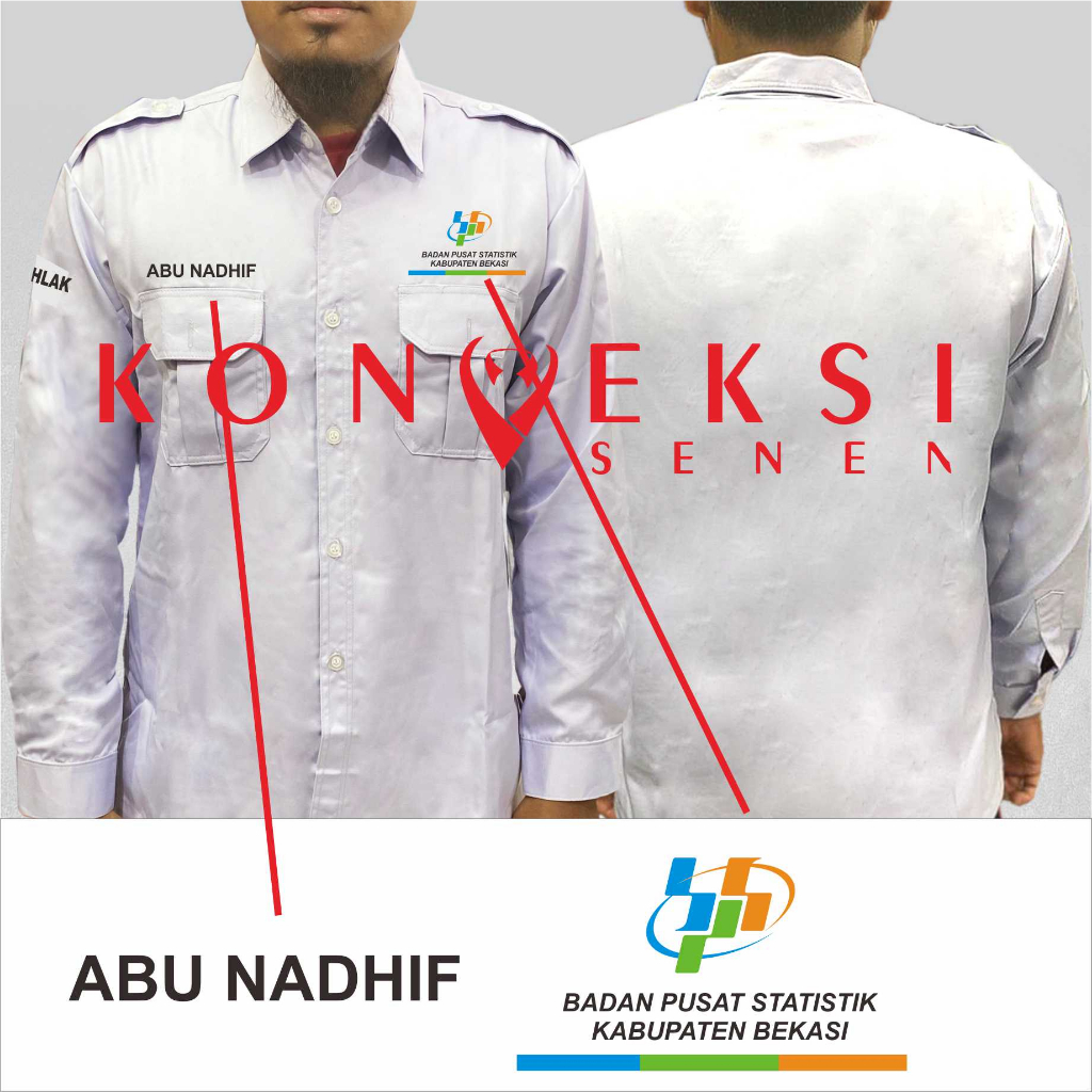 Jual seragam bps kemeja bps badan pusat statistik putih full bordir ...