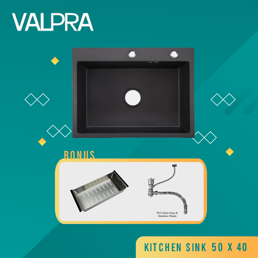 Jual Kitchen Sink Valpra Stainless 50x40 Black Chrome / Bak Cuci Piring ...