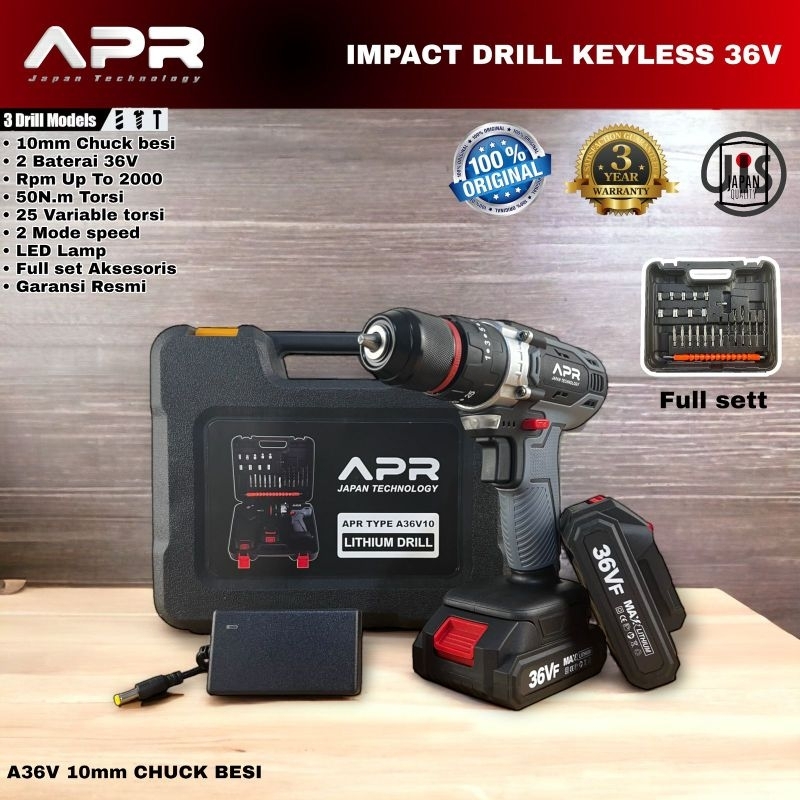 Jual BIG PROMO TERBARU MESIN BOR CORDLESS APR JAPAN 36V 10mm KEYLESS ...