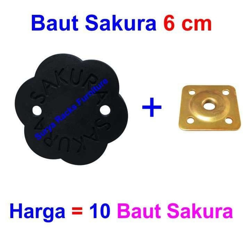 Jual 10Pcs Baut Sakura 6 cm Hitam Untuk Spring Bed, Sandaran Springbed ...