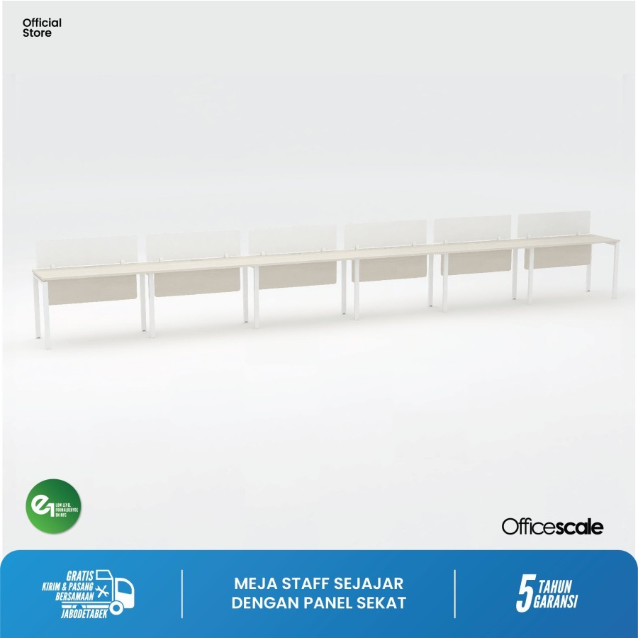 Jual OFFICESCALE Meja Kerja Kantor Peyambung Sejajar 6 Orang + Panel ...