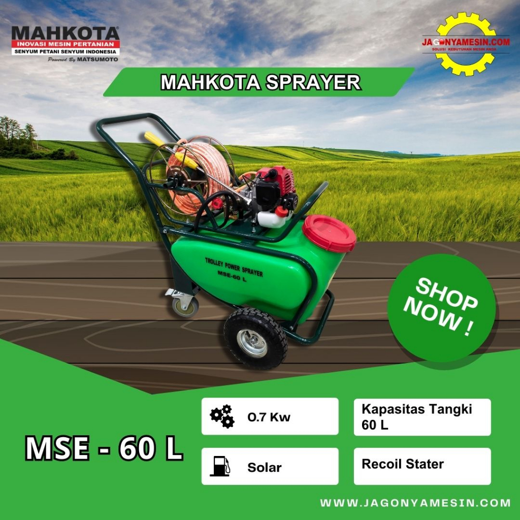 Jual MAHKOTA Mesin Power Sprayer Pakai Trolly Dan Tangki Type MSE 60 L ...