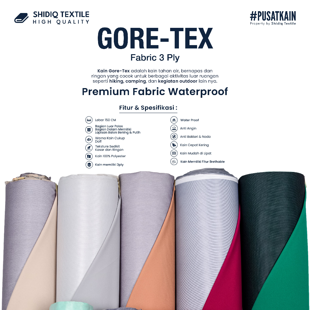 Jual Kain Waterproof Gore-Tex 3 Layer (Bahan jacket,raincoat,tent, DLL ...
