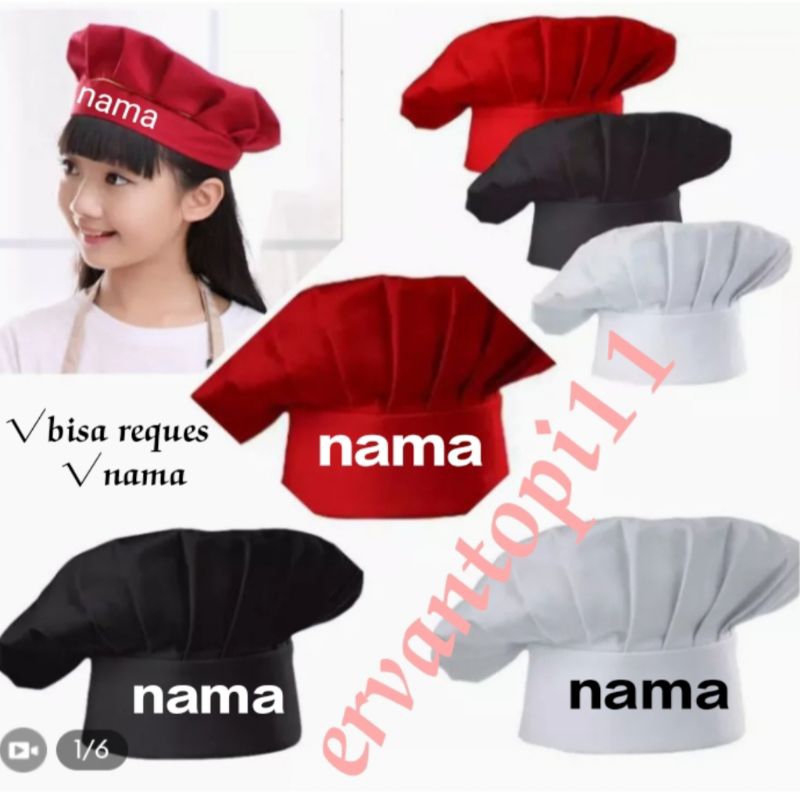Jual Topi Koki Chef Anak Free Bordir Nama /topi anak | Shopee Indonesia