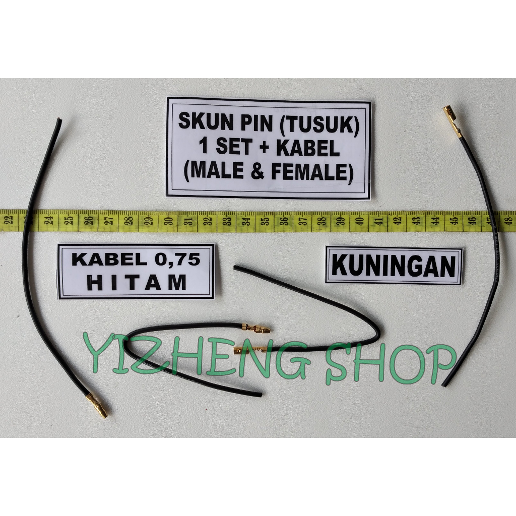 Jual SKUN PIN BULAT ( TUSUK ) 1 SET + KABEL ( MALE & FEMALE ) HITAM ...
