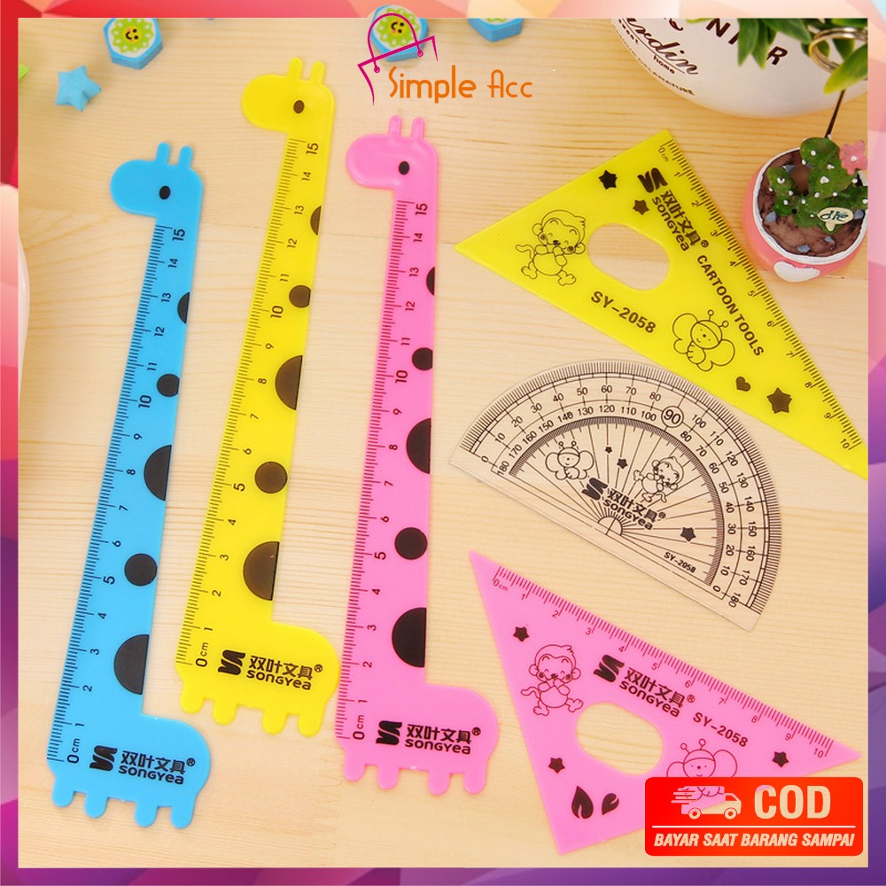 Jual DO-A66 Penggaris Plastik 15cm Set Isi 4 Alat Tulis Sekolah Kantor ...