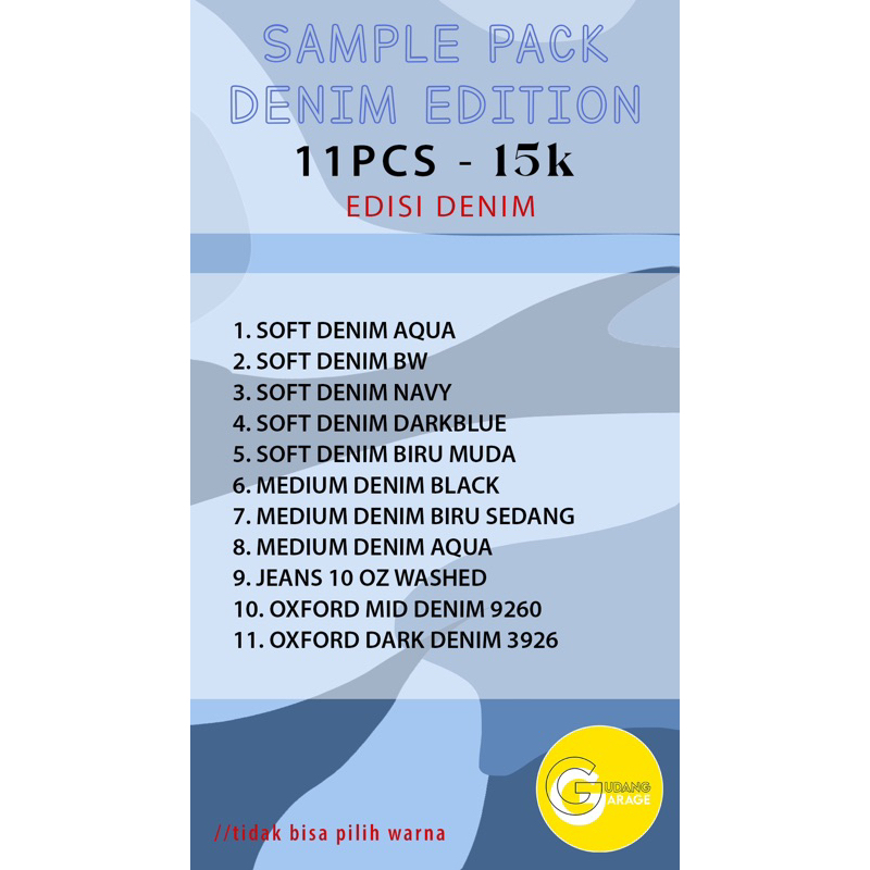 Jual Sample Pack Kain Gudang Garage swatches | Shopee Indonesia