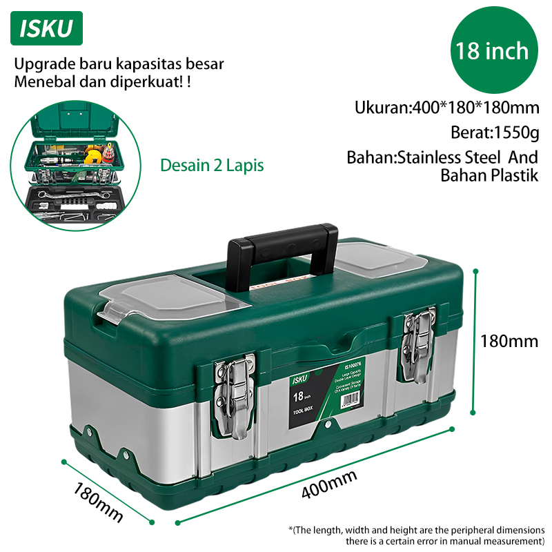 Jual ISKU Tool box besar plastik 14 15 17 18 19 20 inch toolbox kotak ...