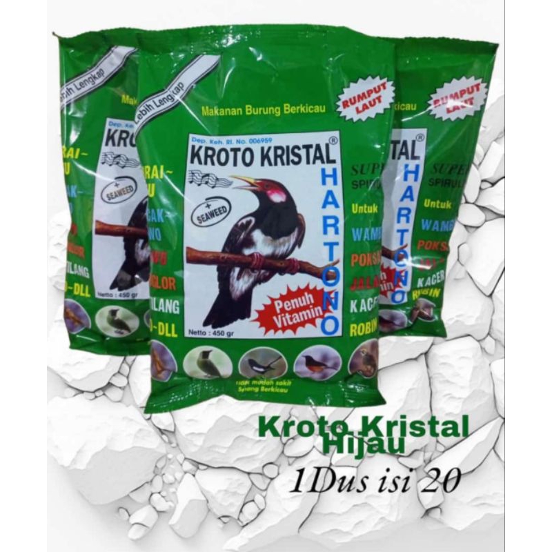 Jual pakan burung Voer kroto kristal Hartono hijau 450 gram | Shopee ...