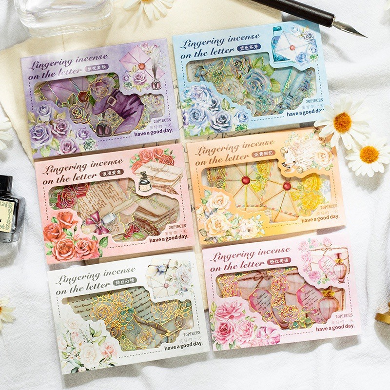 Jual 20 Lembar Sticker Bunga Flower Stiker Gold Dust Material Craft ...