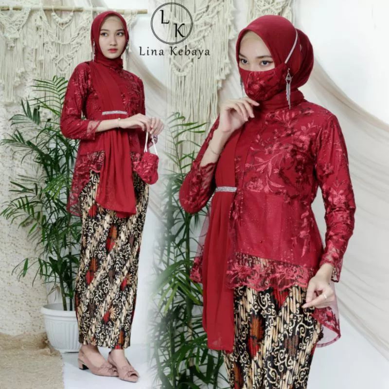 Jual SETELAN KEBAYA AURORA SLENDANG ROK PLISKET BATIK PANJANG DEWASA ...