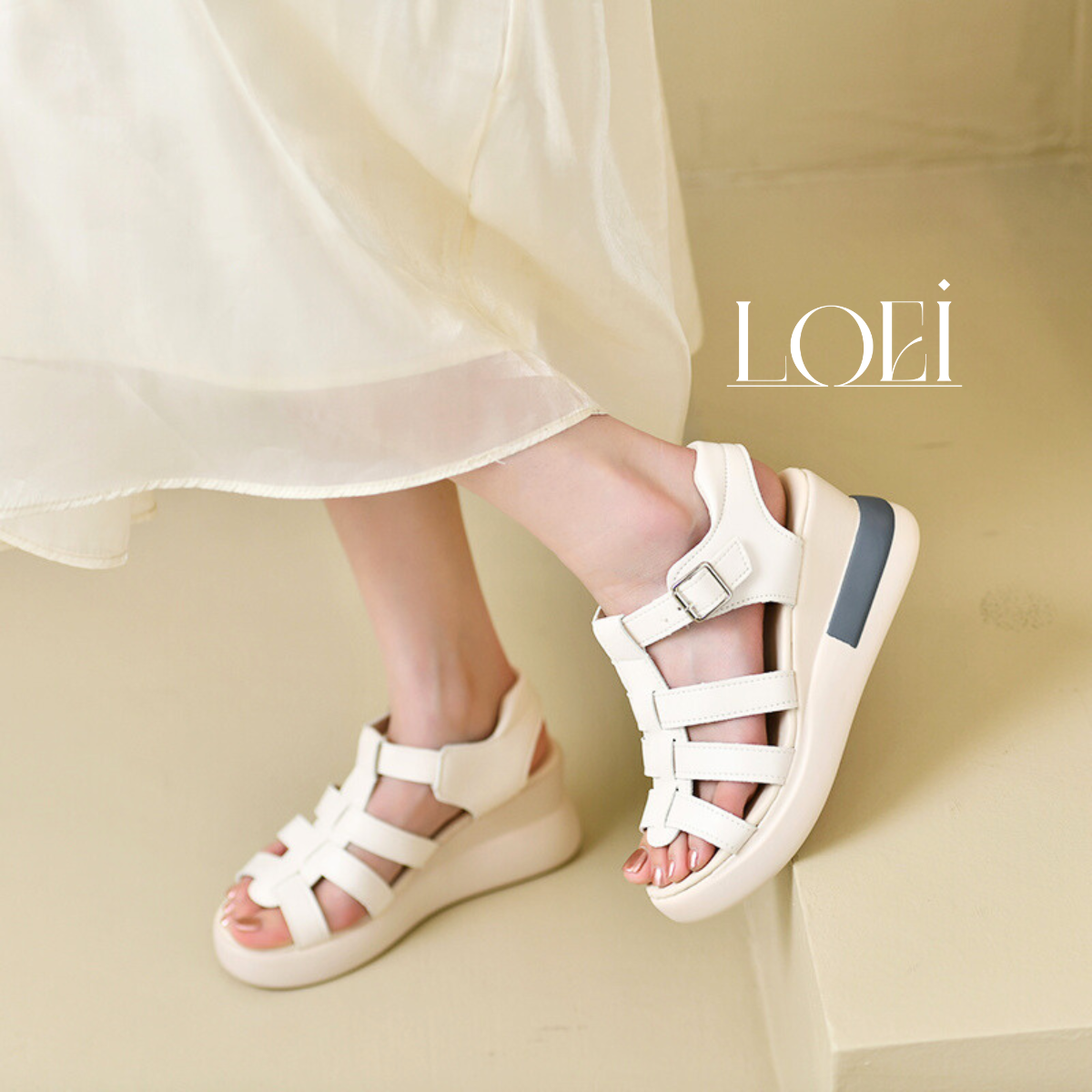 Jual SALE LOEI Donna Sepatu Jalan Jalan Wanita Sendal Wedges Simpel Dan ...