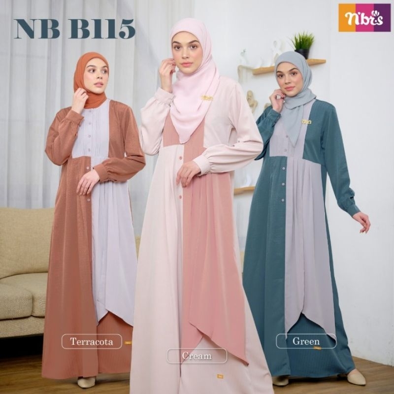 Jual Gamis Nibras NB B115 (Cream, Green, Terracotta) | Shopee Indonesia