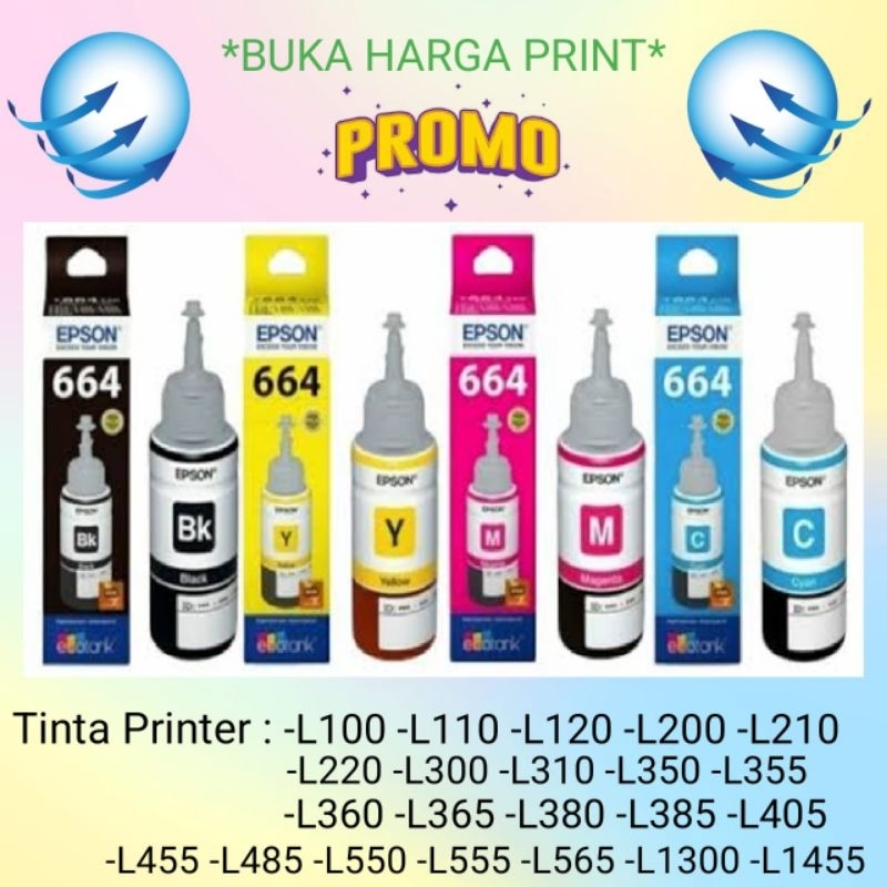 Jual Tinta Printer 664 Original L100/L110/L120/L200/L210/L220/L300/L310/L350/L355/L360/L365/L380 ...