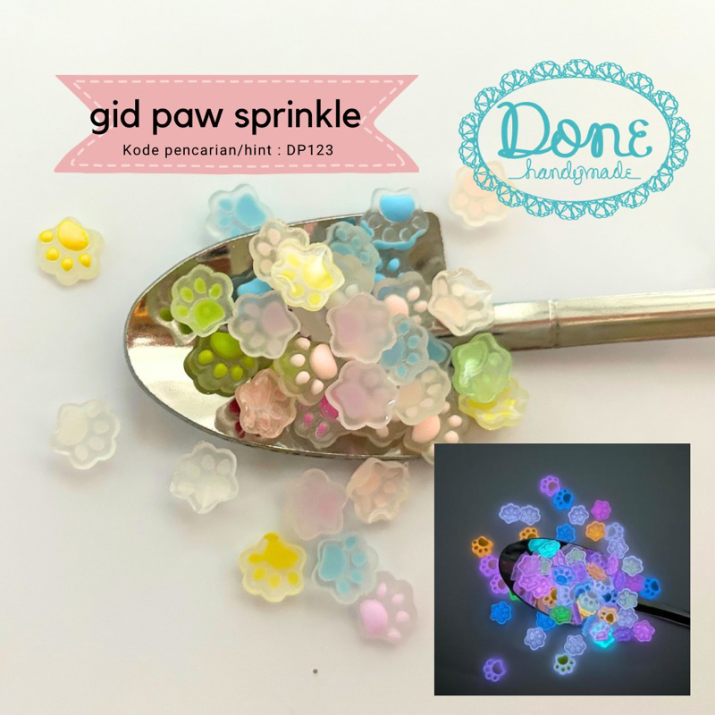 Jual done handymade sprinkle animal paw glow in the dark DP123 | Shopee ...