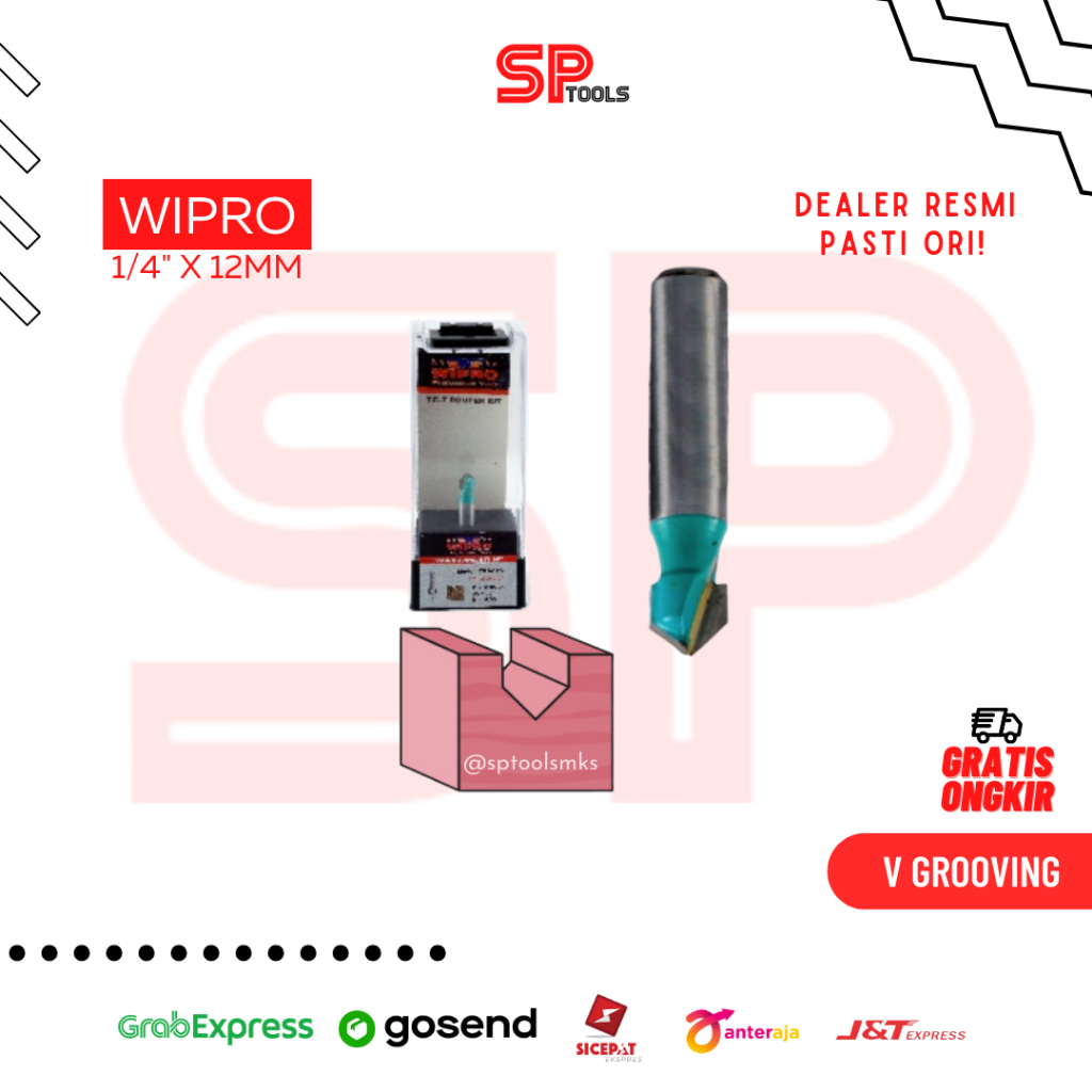 Jual MATA ROUTER ACP V GROOVING 90 DERAJAT 1/4" X 1/2" / 12MM WIPRO 201 ...